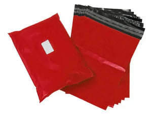 Red Courier Bags / Red Polymailers - With POD Jacket - 51 Micron